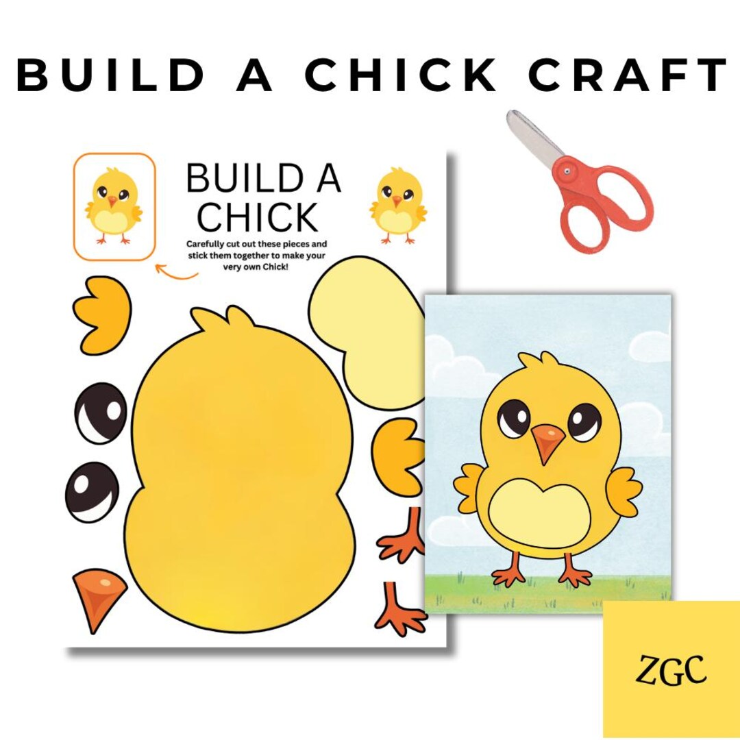Easter Chick Craft Printable | Build a Chick Cut and Paste Activity ...