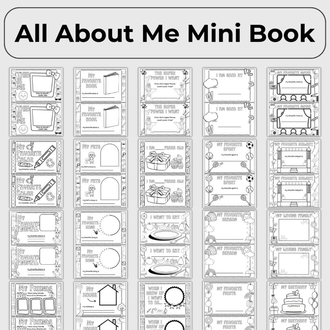Back to School Mini Booklet | All About Me Activity | Printable ...