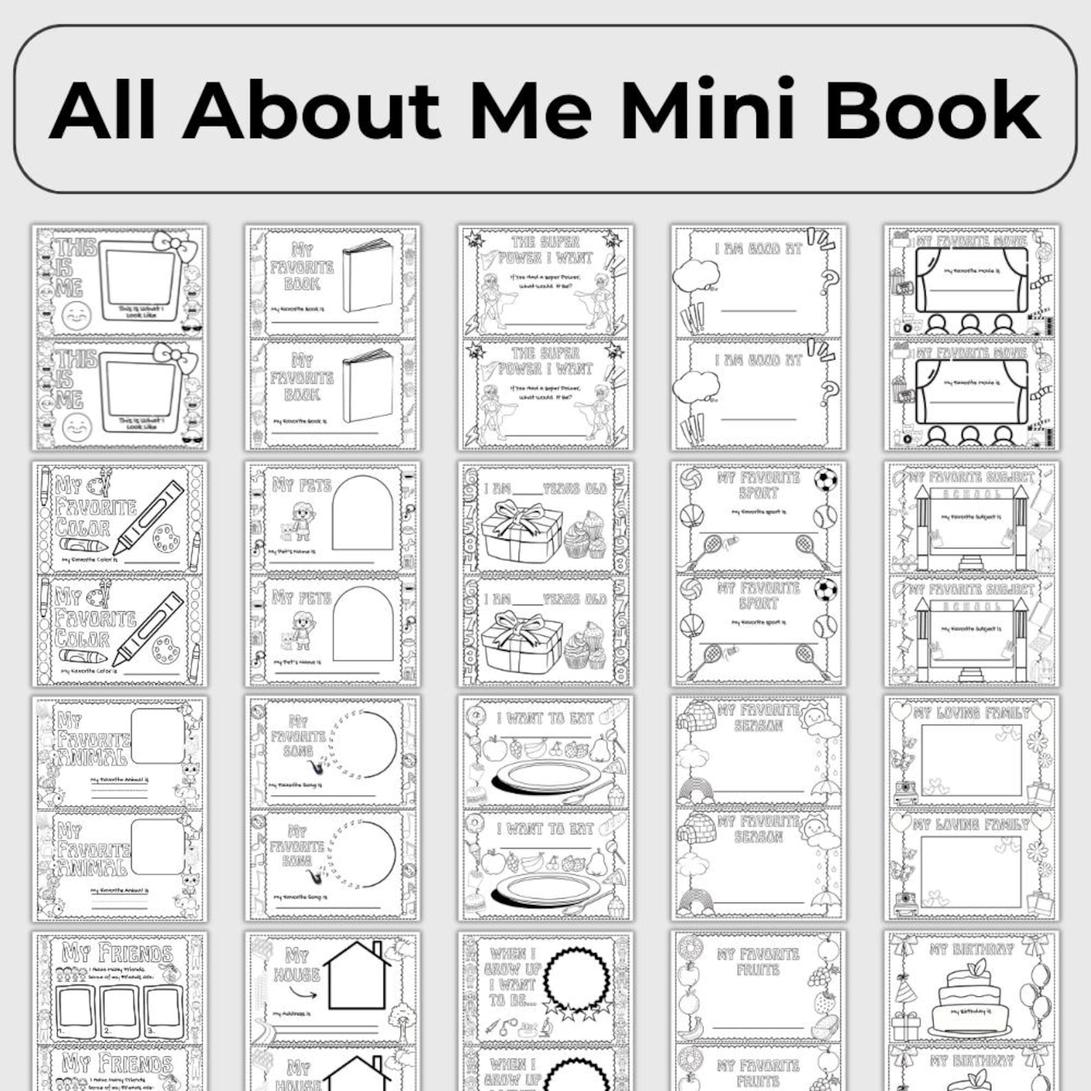 Back to School Mini Booklet | All About Me Activity | Printable ...