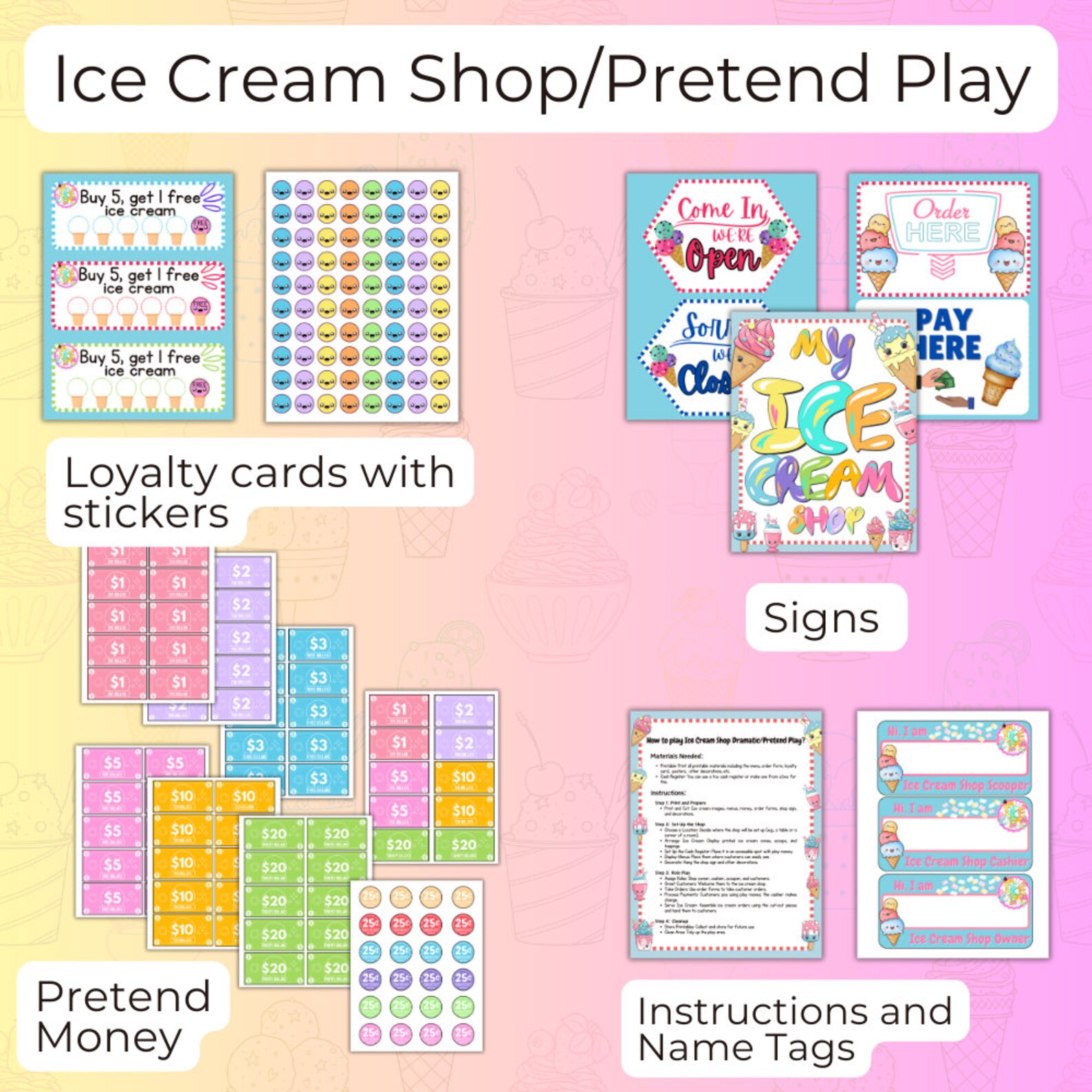 Ice Cream Shop Dramatic Play, Ice Cream Shop Pretend Play, Dramatic ...