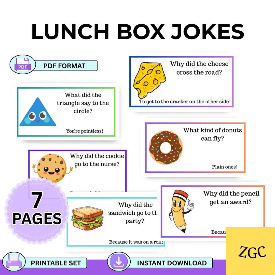 Printable Lunch Box Jokes for Kids | Fun Lunch Notes for School | Cute ...