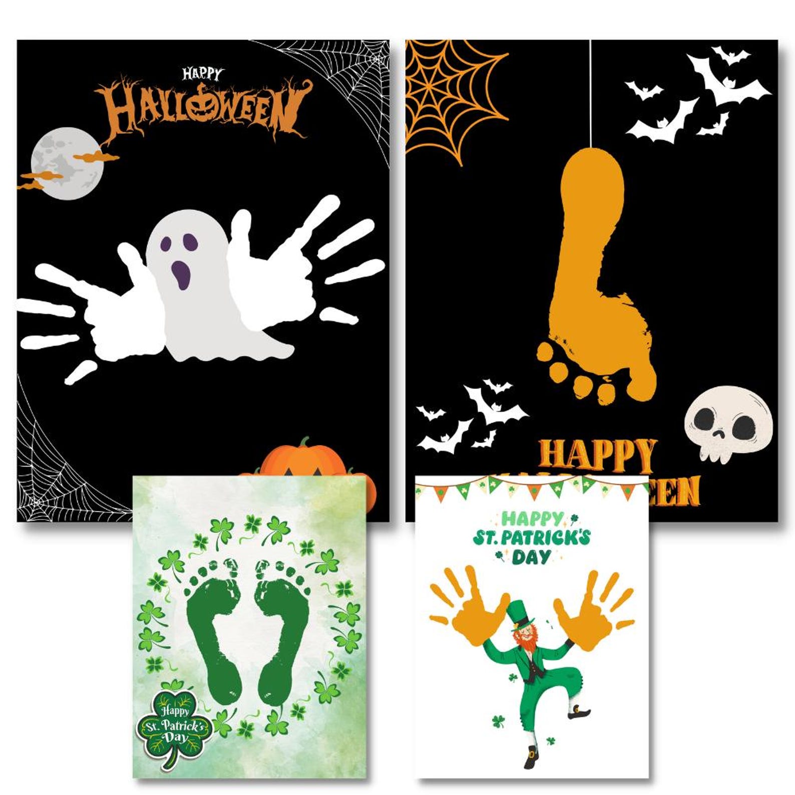 Handprint and Footprint Craft Bundle, Printable Holiday Craft ...