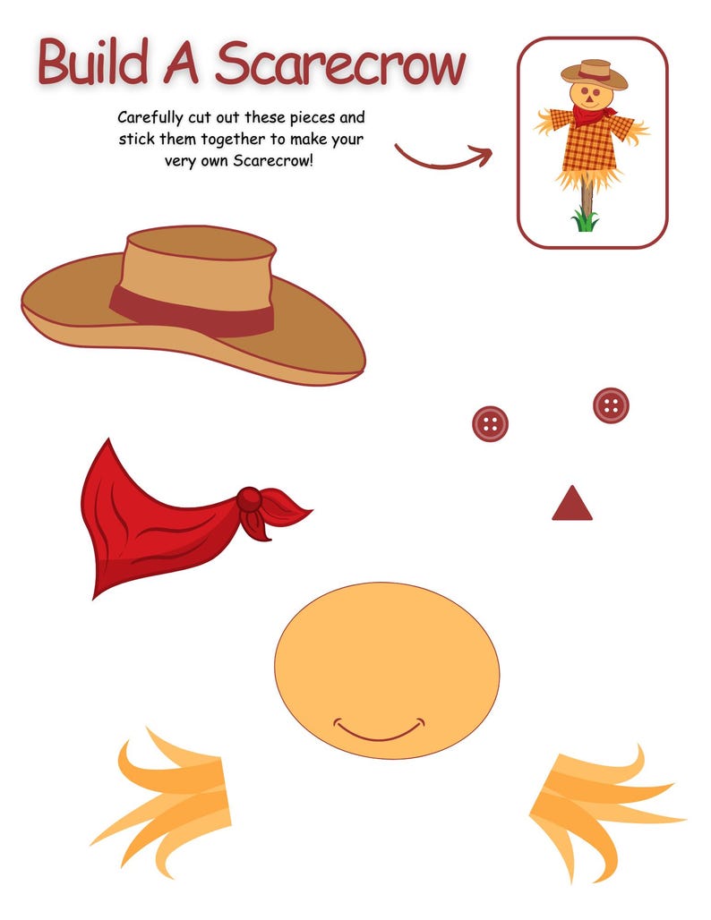 Build a Scarecrow Paper Craft | Fall Halloween Activity (PDF) - Etsy