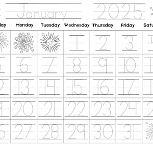 2025 Kids Traceable Calendar Printable | Fine Motor Skills Activity ...