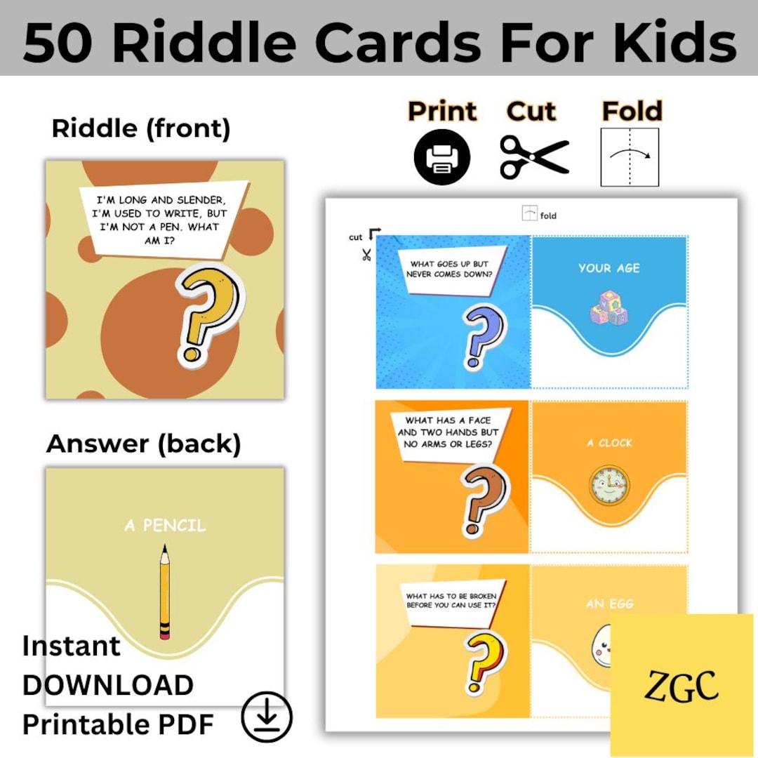 Fun Riddle Cards for Kids | Printable Brain Teasers | Educational Game ...