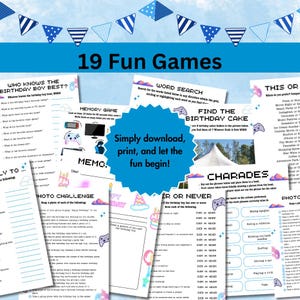 Printable Games for Teenage Boys' Birthday Party, Fun Challenges, Teen ...