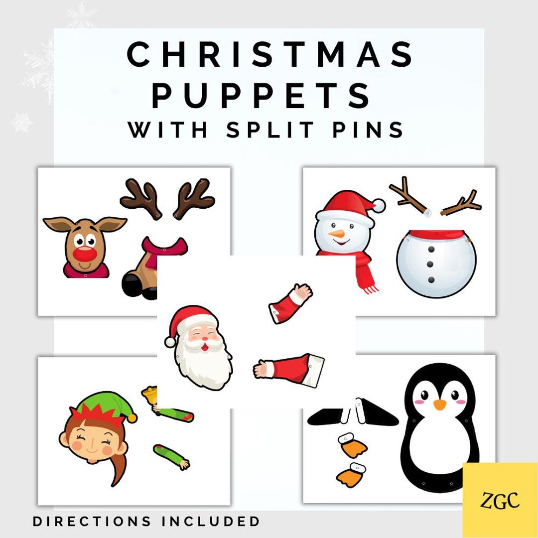 Printable Christmas Puppets for Kids, Cut and Build Christmas Puppets ...