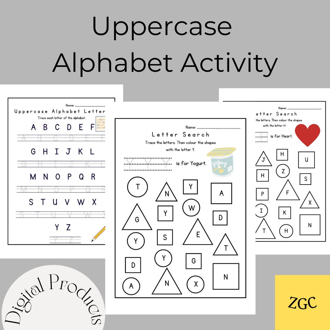 Uppercase Alphabet Letter Activities, ABC Writing Practice, Trace and ...