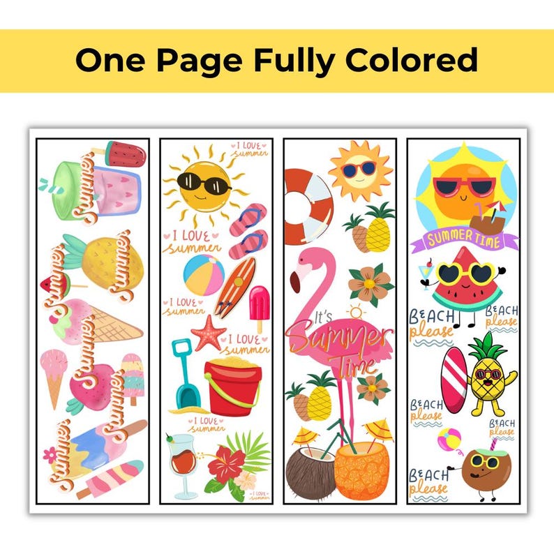 Summer Printable Bookmarks to Color for Kids | Digital Reading Rewards | DIY Student Gift ...