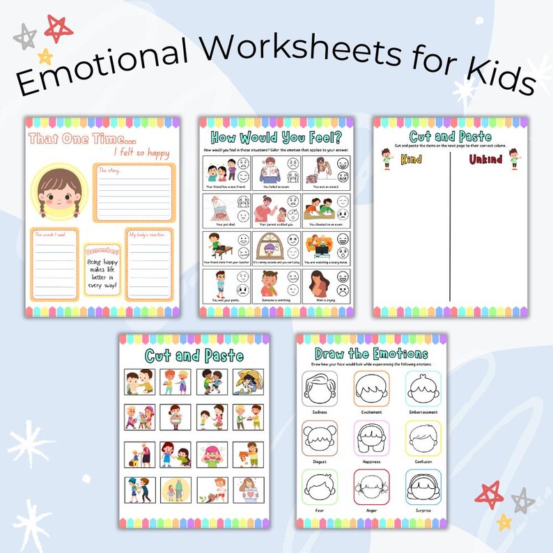 Social Emotional Feelings Worksheets for Kids, School Counselling ...