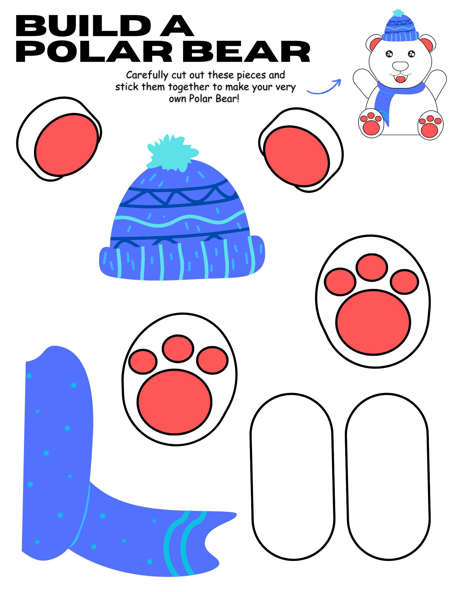 Build a Polar Bear Printable Craft | Winter Cut and Paste Activity for ...
