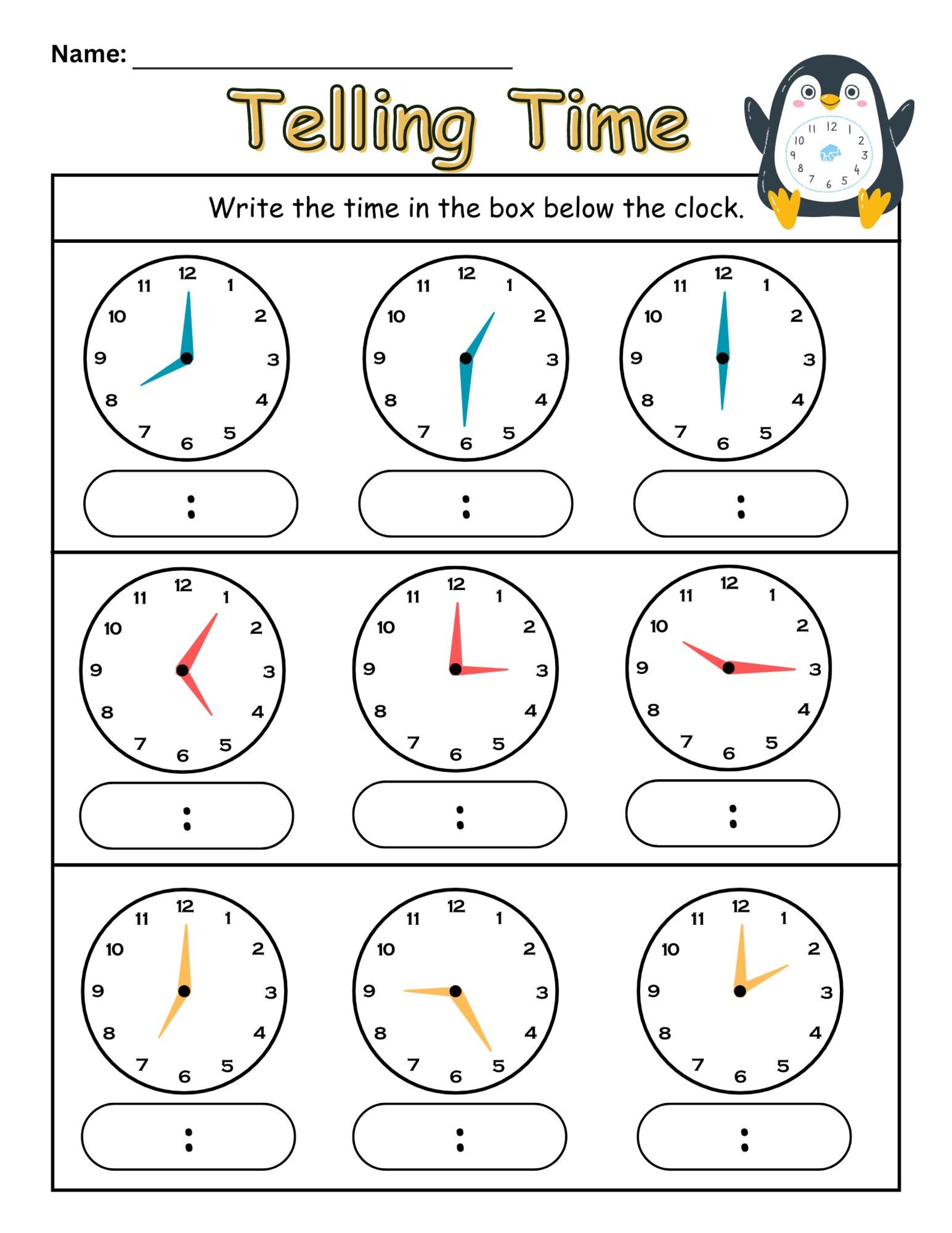 Telling Time Worksheets Printable | Learn to Tell Time Analog & Digital ...