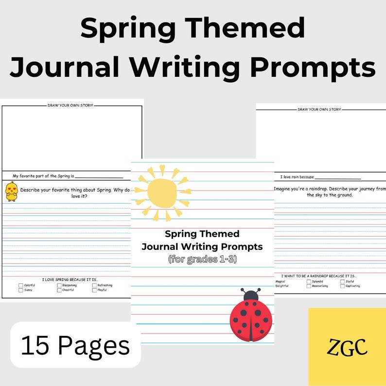 Spring Writing Prompts for Kids | Printable Journal Pages | Fun ...