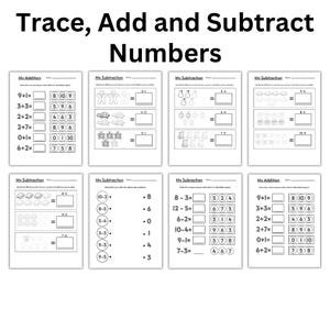 Printable, Trace, Add and Subtract Simple Math Worksheets, Numbers Practice Sheets, Math ...