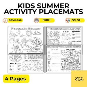 Printable Summer Activity Placemats for Kids | Road Trip Games PDF ...
