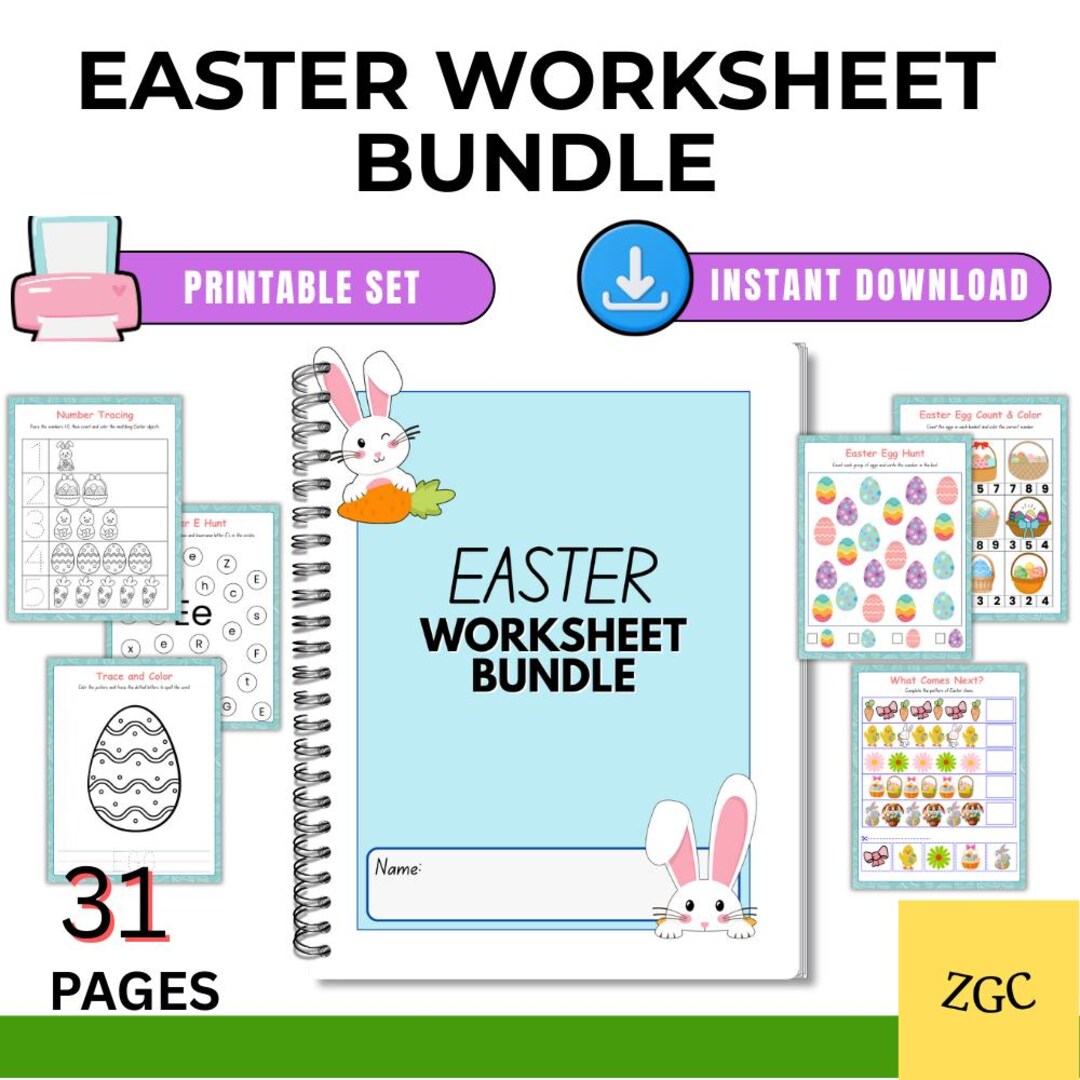 Easter Preschool Kindergarten Worksheets | Learning Activity Bundle ...