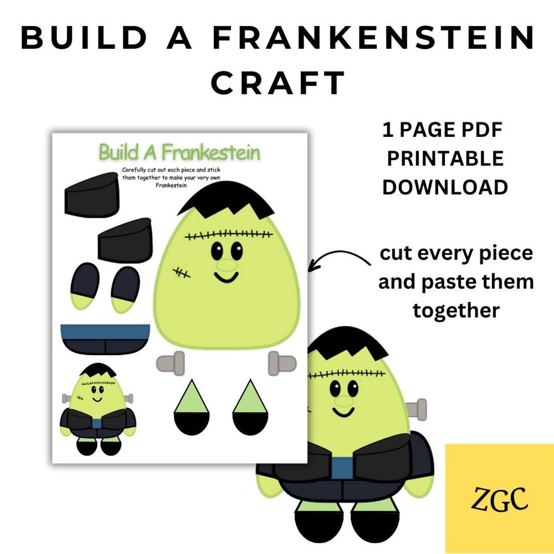 Frankenstein Paper Craft | Printable Halloween Activity (PDF Pattern ...
