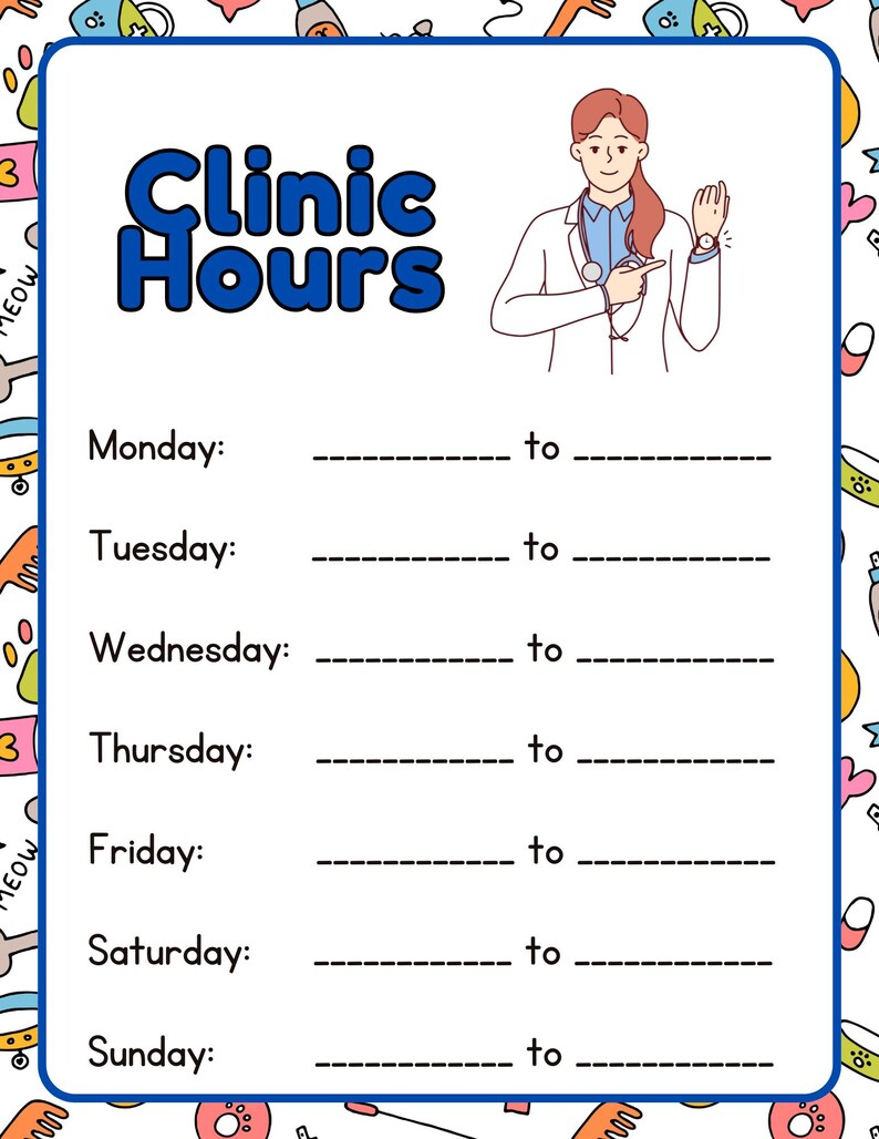Veterinary Clinic Dramatic Play Printable Set for Kids | Pretend Vet ...