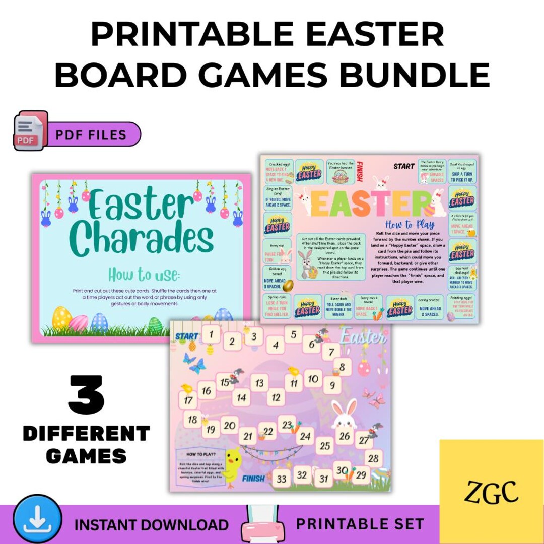 Printable Easter Board Games Bundle | Kids Activity (digital Download ...