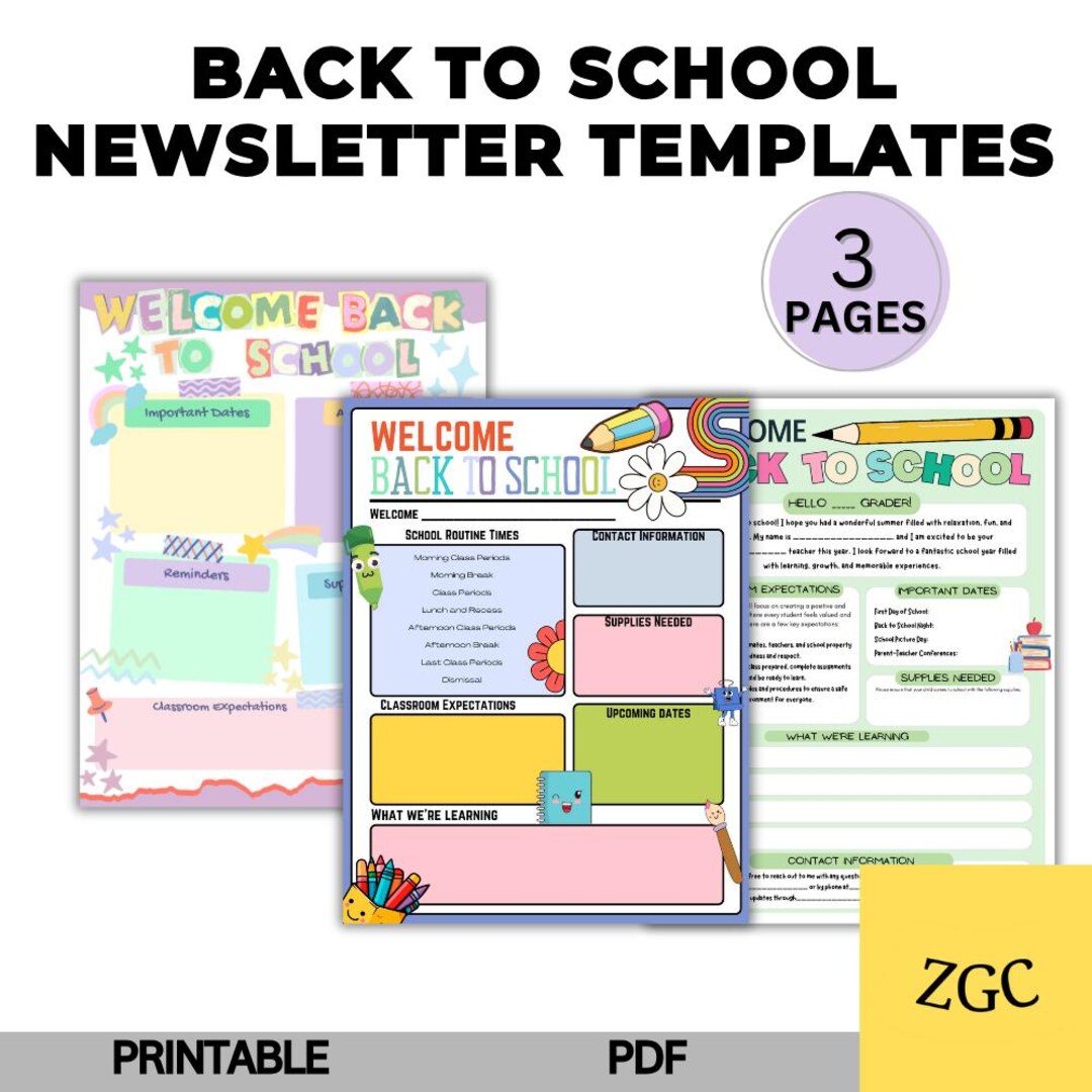 Back to School Classroom Newsletter Template Bundle | Editable PDF for ...