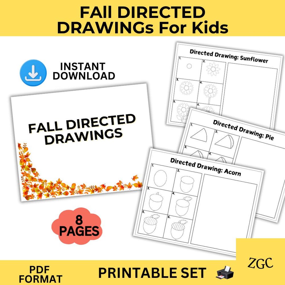 Printable Fall Directed Drawings, Early Learner Drawing Activity ...