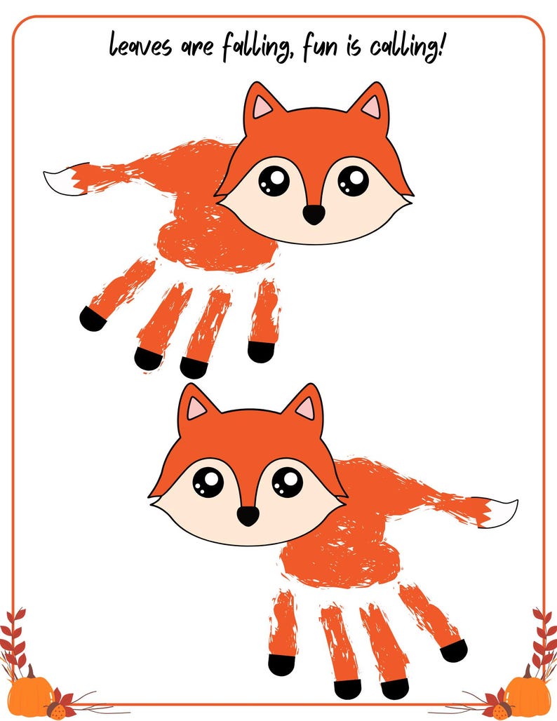Fox Handprint Craft Printable | Fall Autumn Kids Activity (digital ...