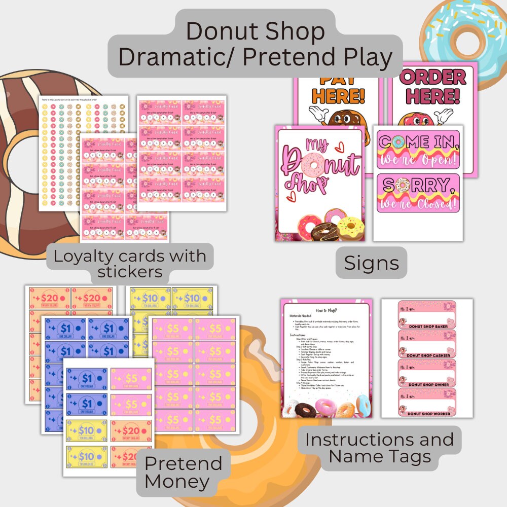 Donut Shop Dramatic Play, Donut Shop Pretend Play, Dramatic Play ...