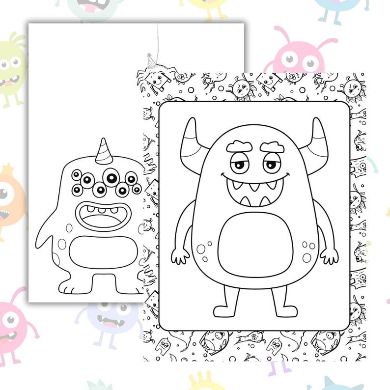 Monster Coloring Pages for Kids | 25 Printable Fun Art Sheets PDF ...
