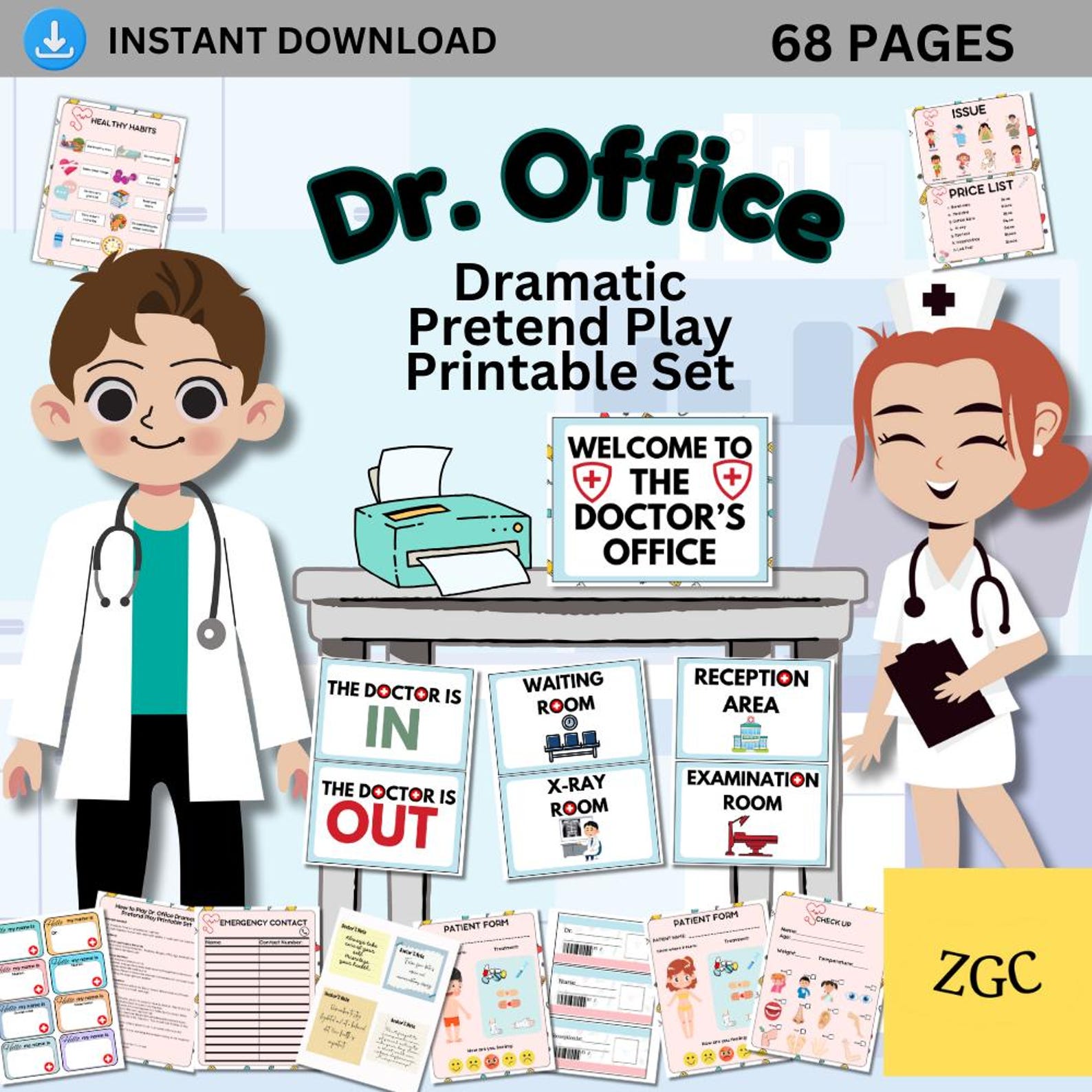 Dr. Office Printable Drama Set Up, Doctor Play Activity, Doctor's ...