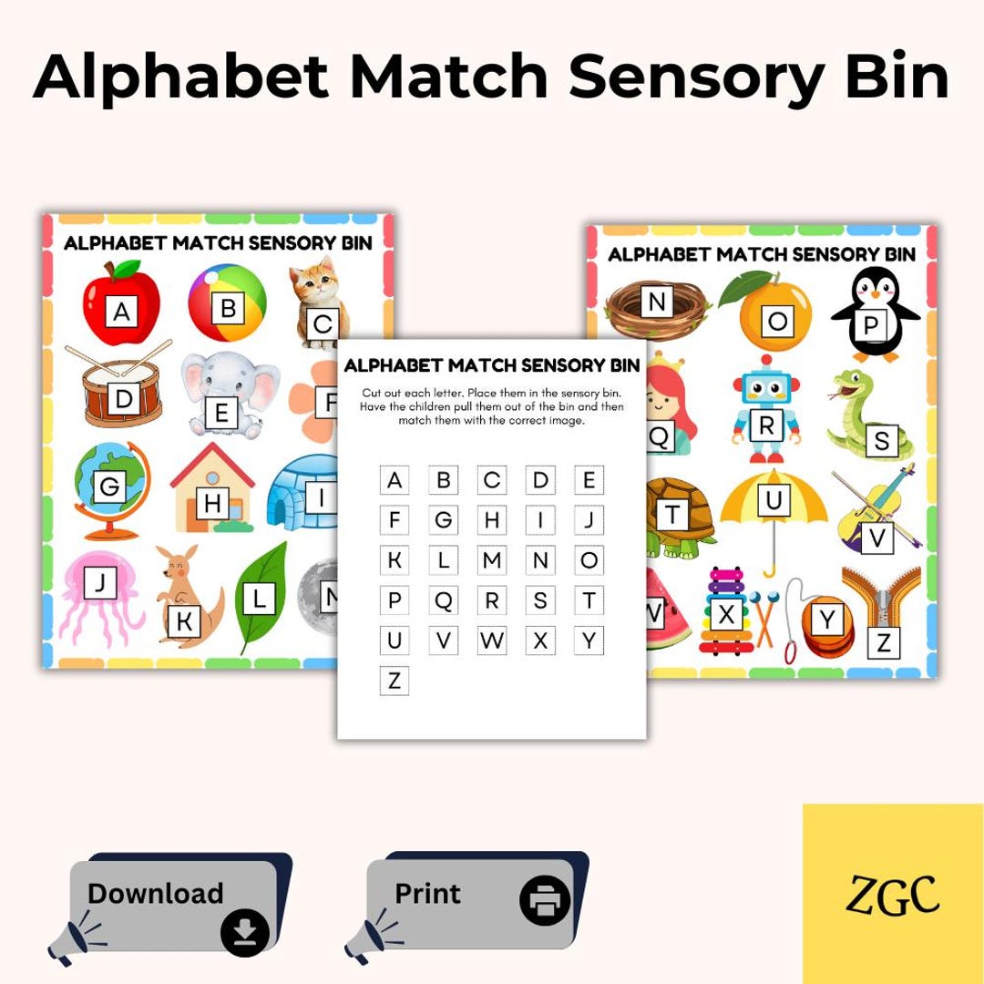 Alphabet Sensory Bin Activity for Preschool | Printable Letter Matching ...