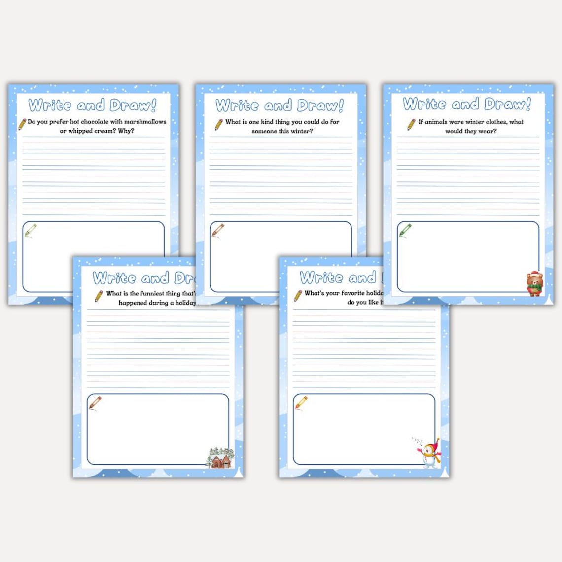 Winter Writing Prompts for Kids, Printable Journal Writing Activity ...