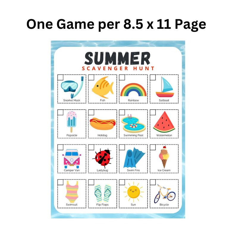Summer Scavenger Hunt Printable Cards | End of Year Student Gift ...
