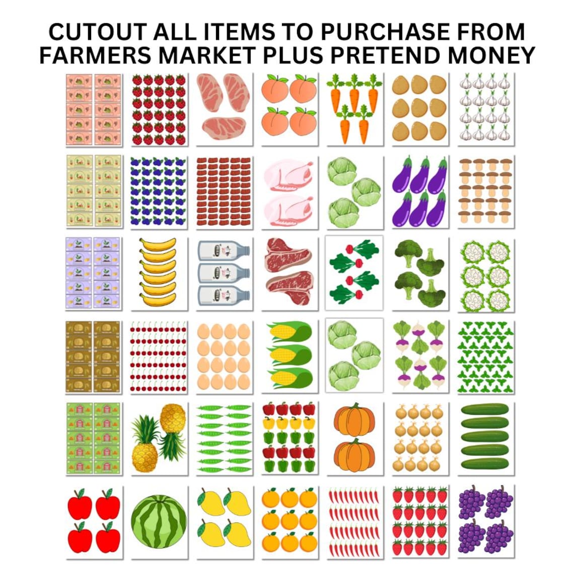 Farmers Market Dramatic Play Printable Set for Kids, Pretend Play ...