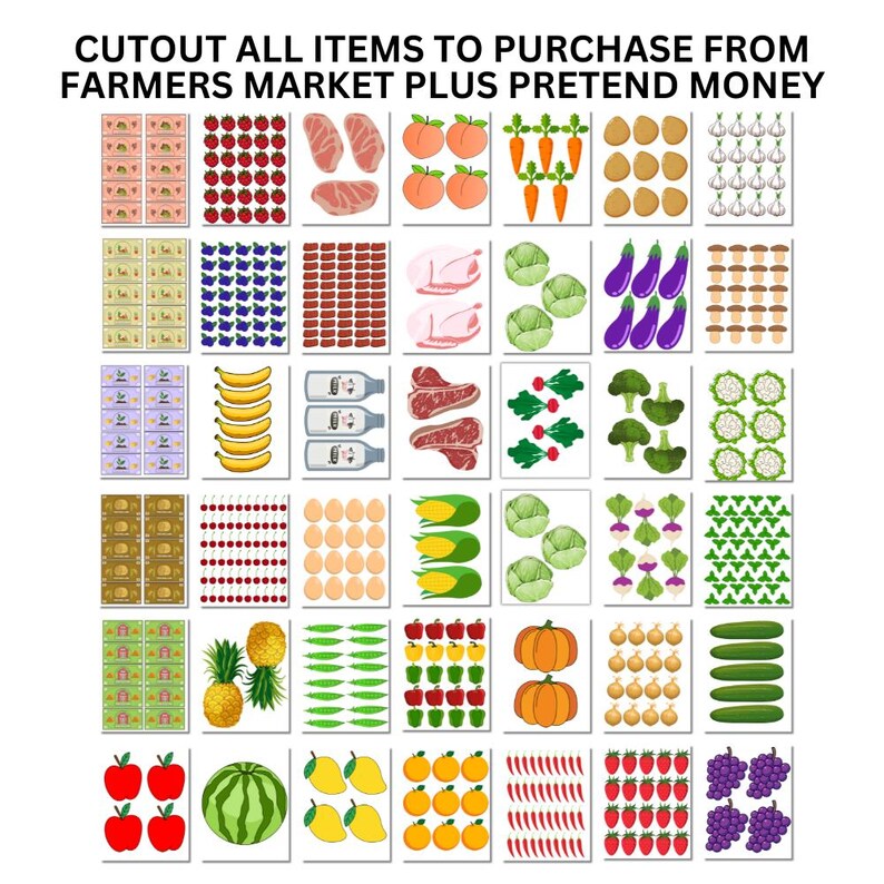 Farmers Market Dramatic Play Printable Set for Kids, Pretend Play ...