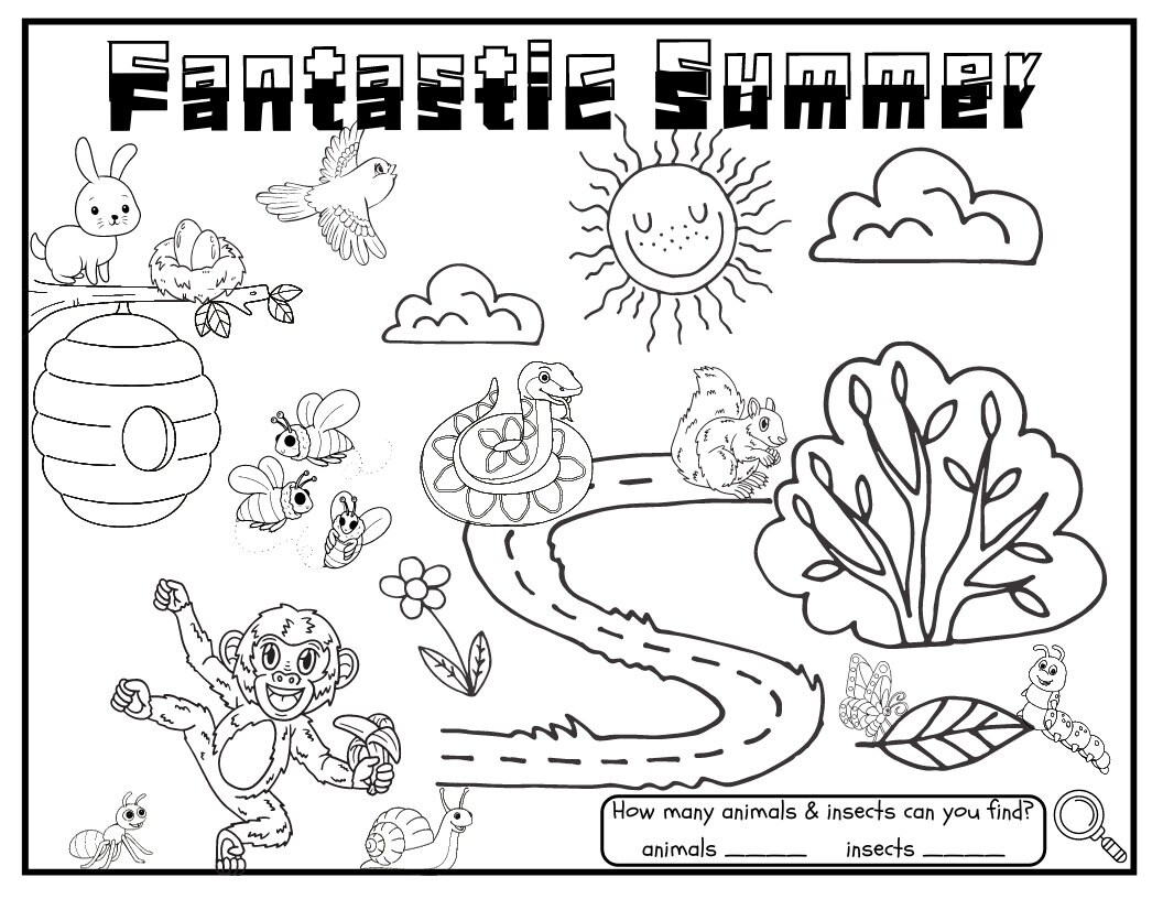 Kids Printable Table Activity, Kids Placemat Coloring Activity, Student ...