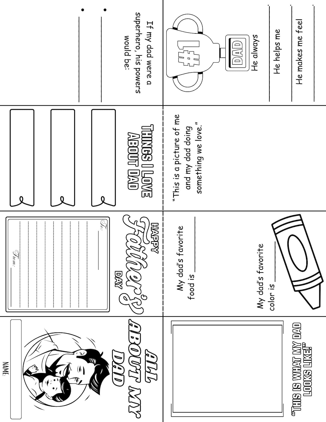 Father's Day Mini Book, Kids Fill-in Gift (instant PDF Download) - Etsy