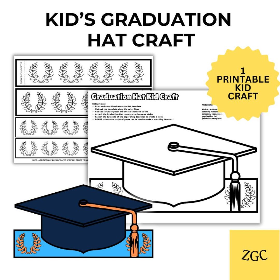 Printable Graduation Hat Craft – Color & Cut DIY Keepsake (PDF) - Etsy