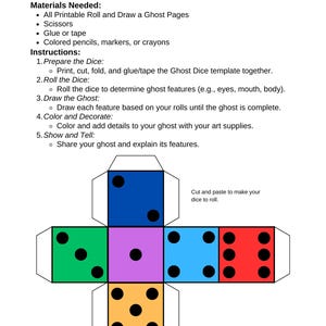 Roll the Dice to Draw a Ghost, Halloween Drawing Activity, Fall Art ...