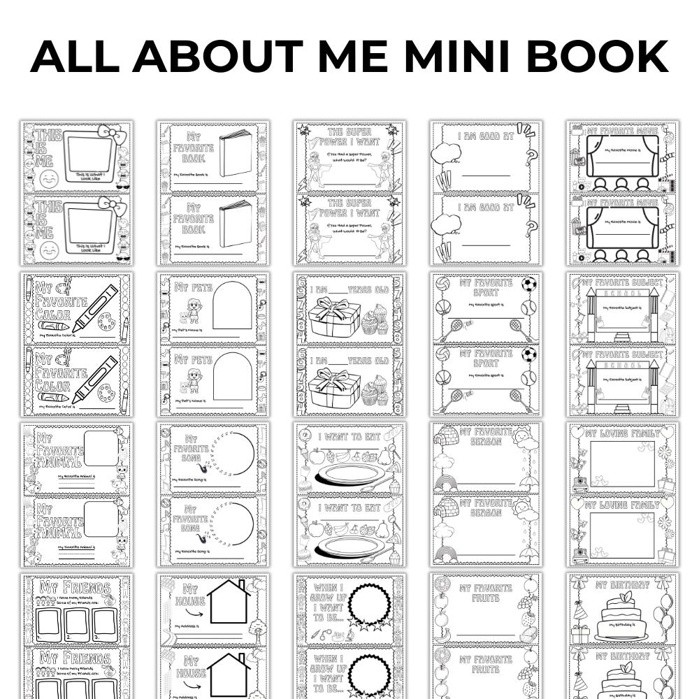 All About Me Mini Book | Back to School Writing Activity (PDF Printable ...