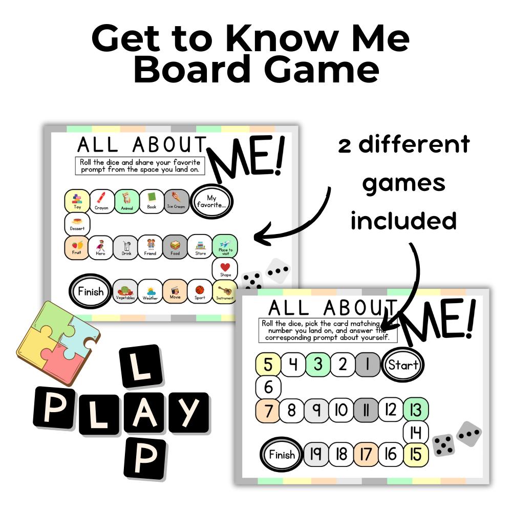 All About Me Board Game, Fun Icebreaker Activity, School Printable Game ...