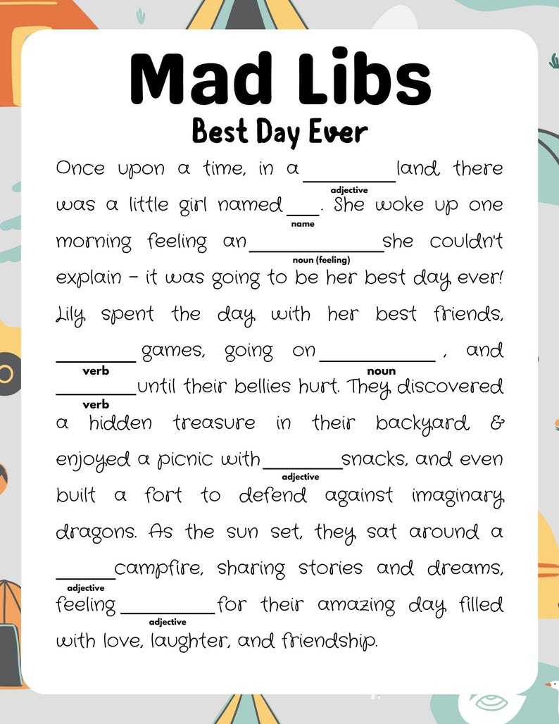 Printable Mad Libs for Kids | Fun Word Game for Classrooms, Road Trips ...