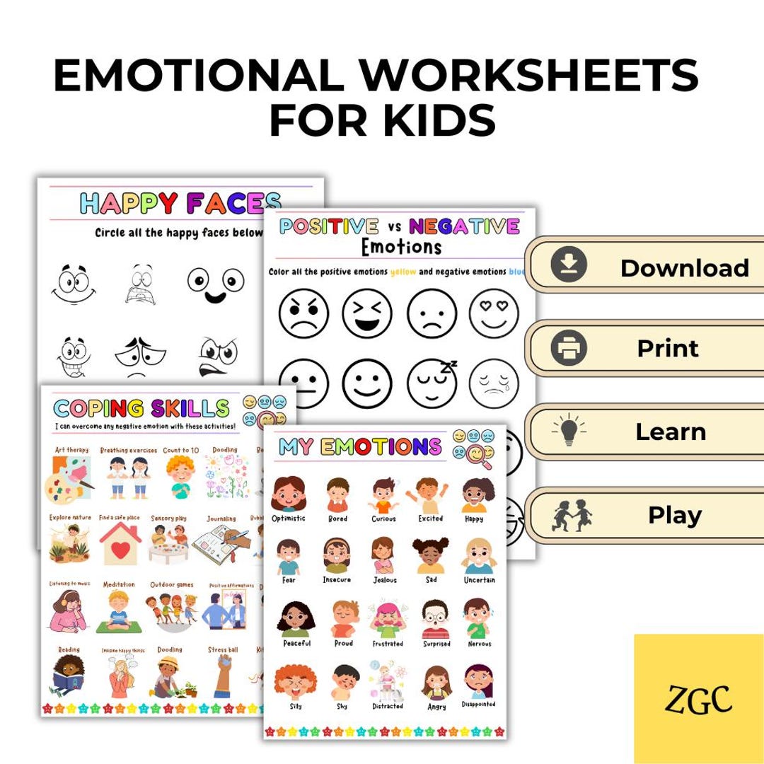 Emotions Worksheets for Kids, Feelings Activities Printable, Social ...