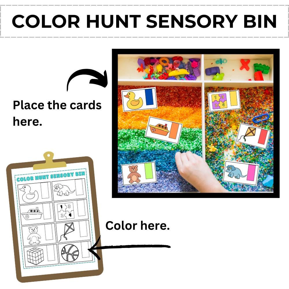 Printable Color Sensory Bin Activity, Hands on Colour Matching Game ...