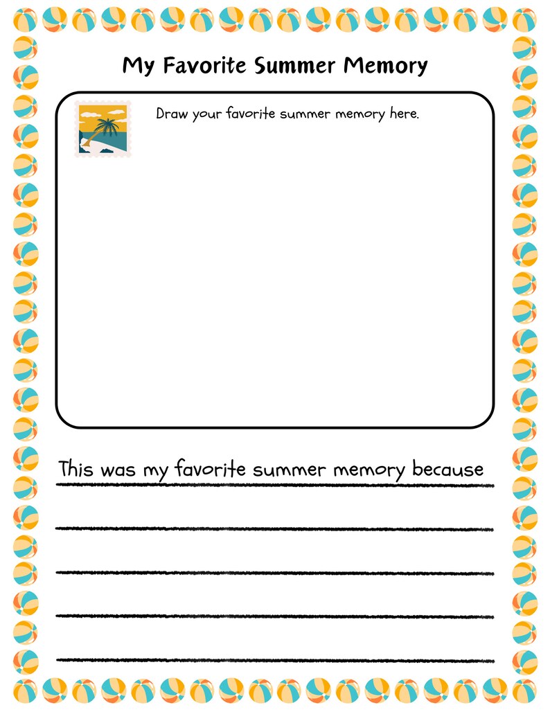 Kids Summer Writing Prompts, Primary Summer School Activities, Journal ...