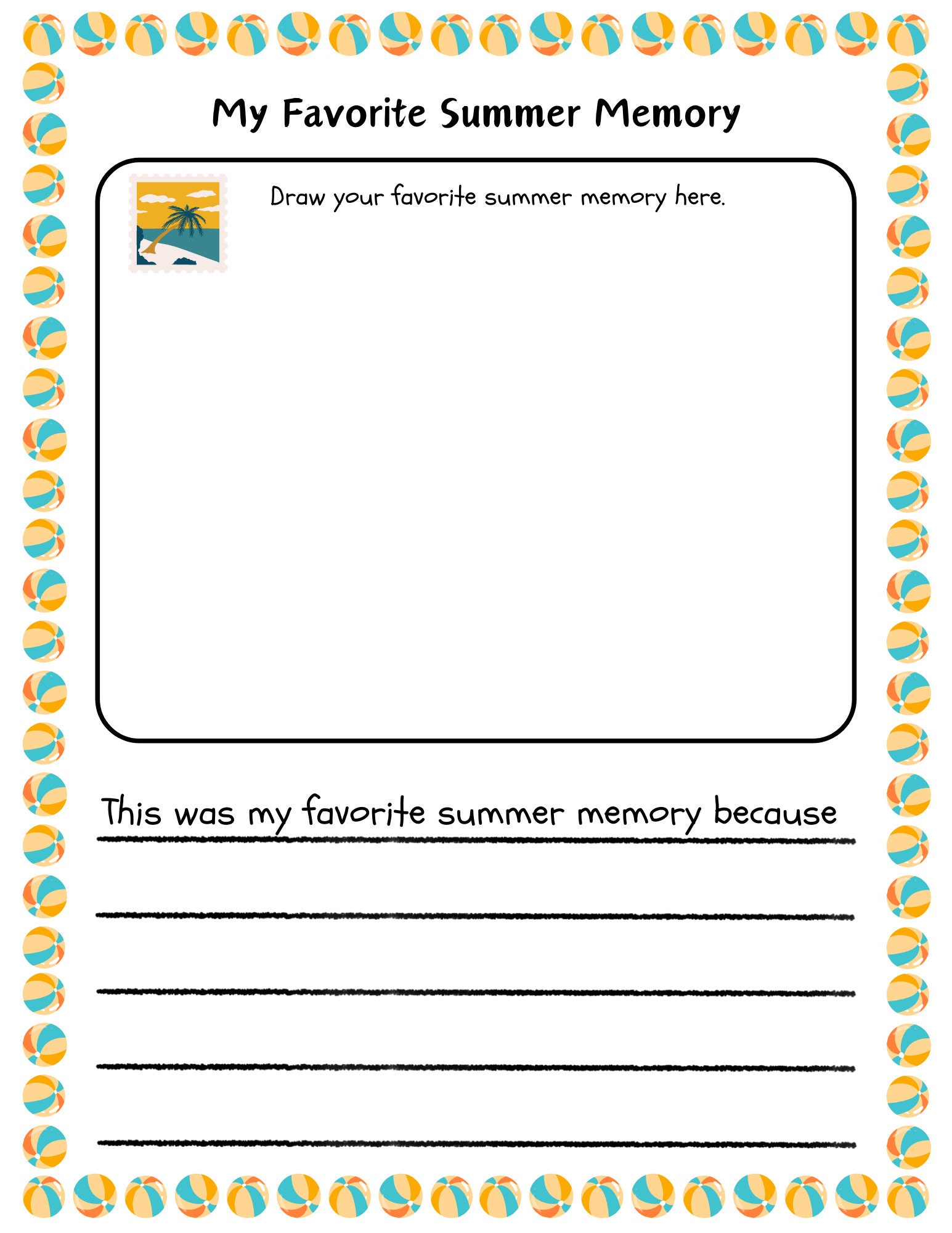 Kids Summer Writing Prompts, Primary Summer School Activities, Journal ...