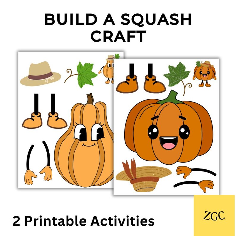 Build a Squash Paper Craft | Printable Fall & Halloween Activity for ...
