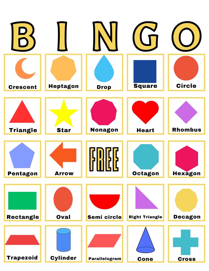 Shapes Bingo Game | Printable Shape Recognition Activity | Fun ...
