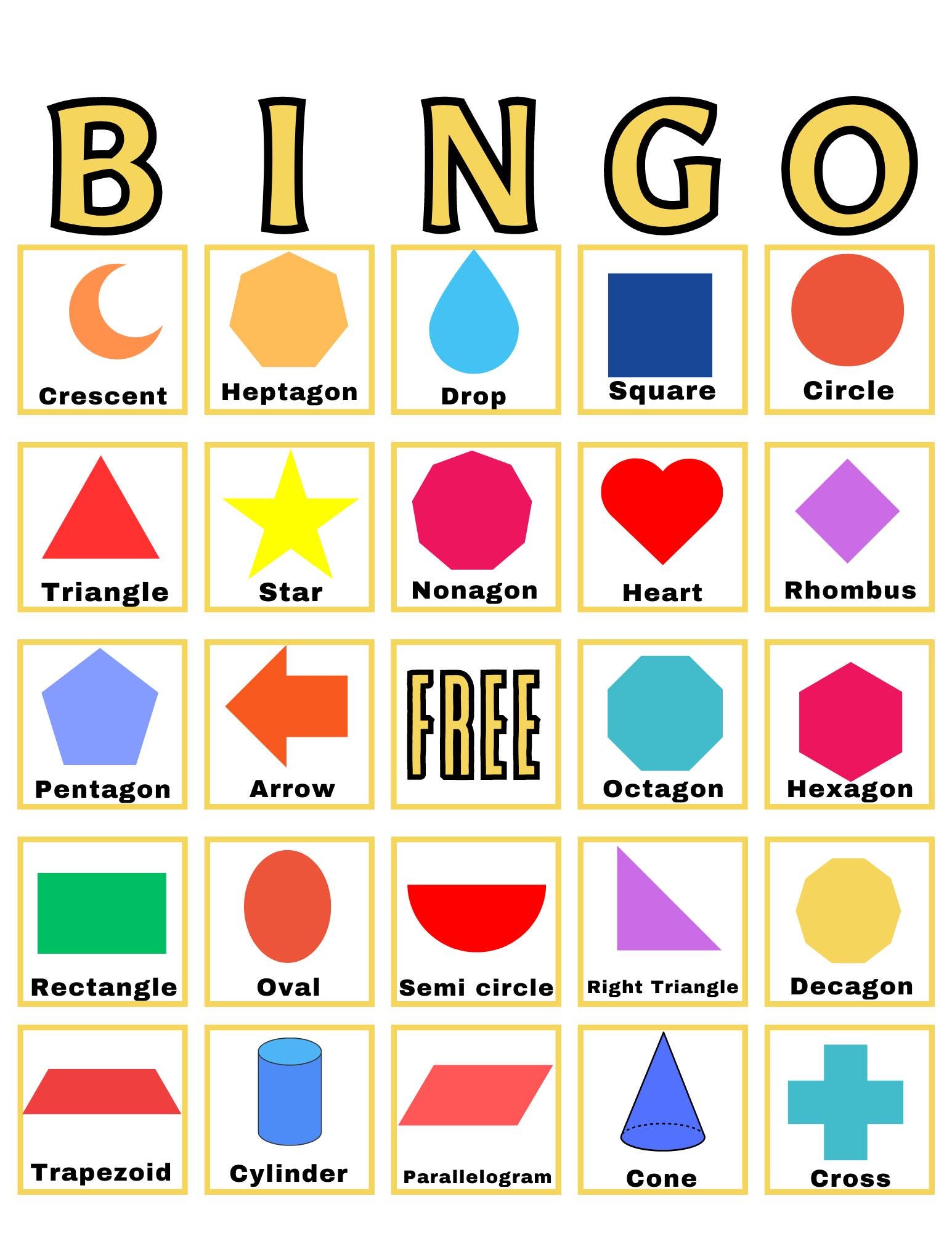 Shapes Bingo Game | Printable Shape Recognition Activity | Fun ...