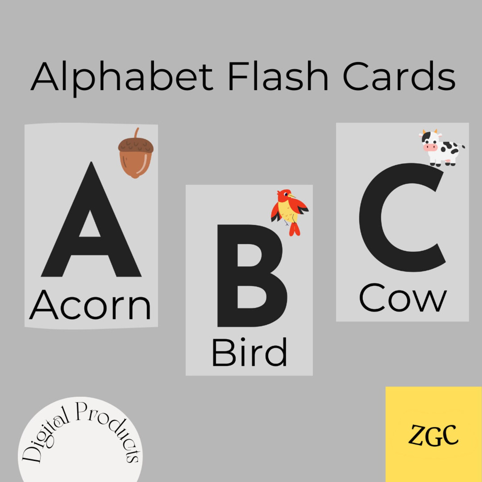 Printable Alphabet Flash Cards for Toddlers, Preschool ABC Learning ...