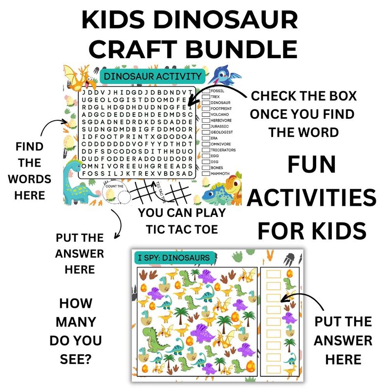 Printable Dinosaur Craft Pack for Kids | Build a Dinosaur, Crowns ...